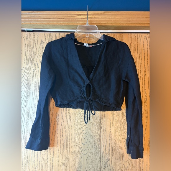 Pilcro | Tops | Anthropologie Pilcro Black Linen Blend Long Sleeve ...